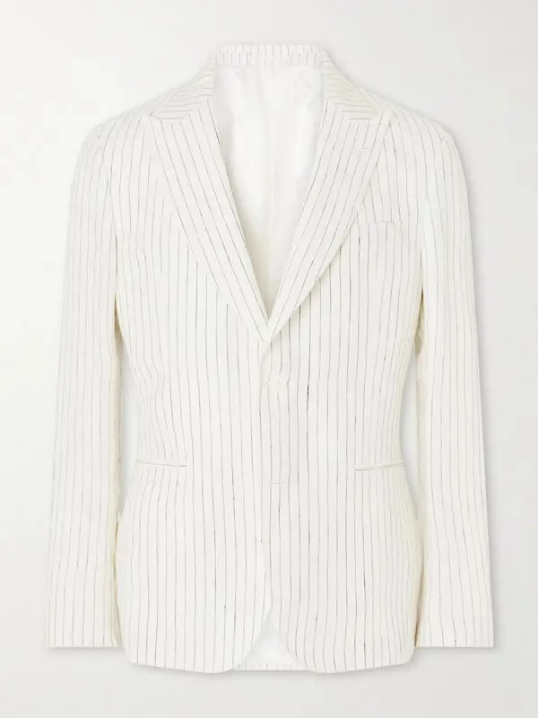 Mr P. Pinstriped Linen Suit Jacket - Neutrals