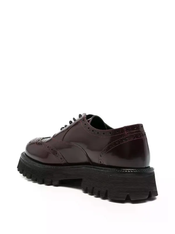 ADRIANNA FERETTI Bordeaux Brogue Detailing Tread Sole Loafers