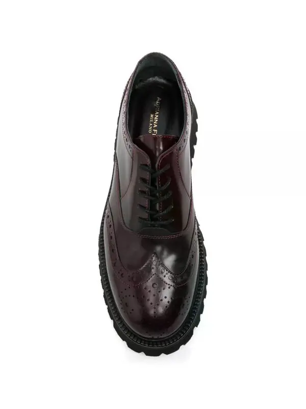 ADRIANNA FERETTI Bordeaux Brogue Detailing Tread Sole Loafers