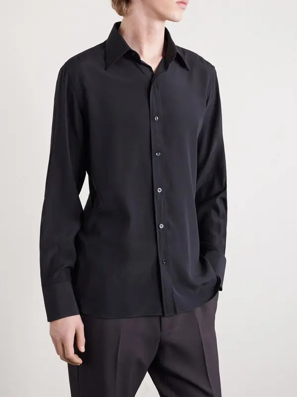 TOM FORD Silk-charmeuse Shirt - Black