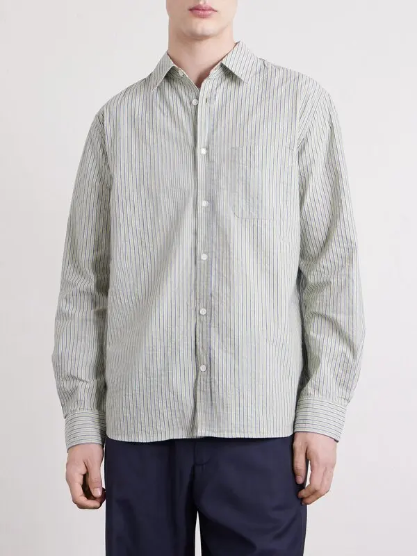 Mr P. Striped Organic Cotton-poplin Shirt