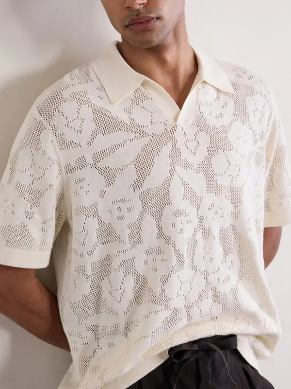 Nn07 Ryan Flower 60019 Knitted Cotton Polo Shirt