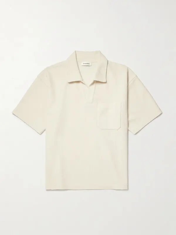 FRAME Textured Cotton-blend Polo Shirt