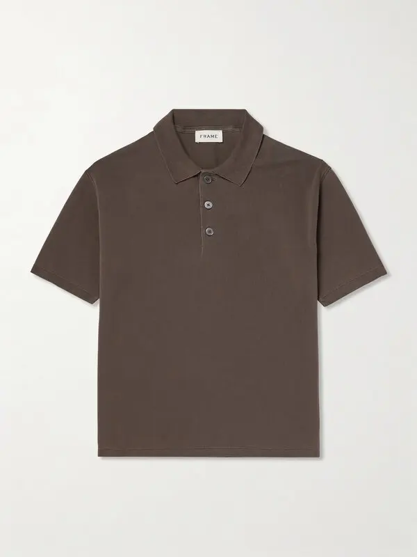 FRAME Cotton-piqué Polo Shirt - Brown