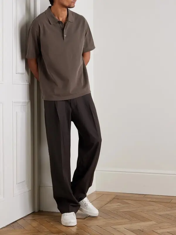 FRAME Cotton-piqué Polo Shirt - Brown