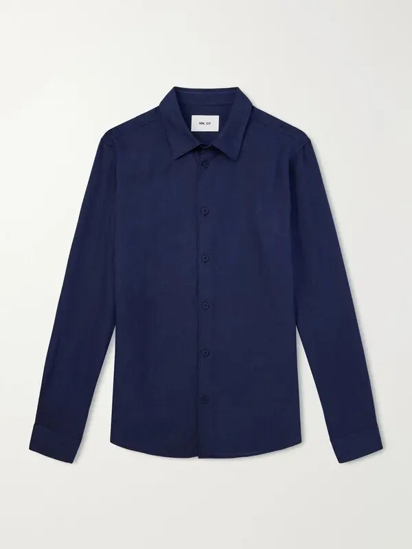 Nn07 Enzo 5708 Linen Shirt - Blue