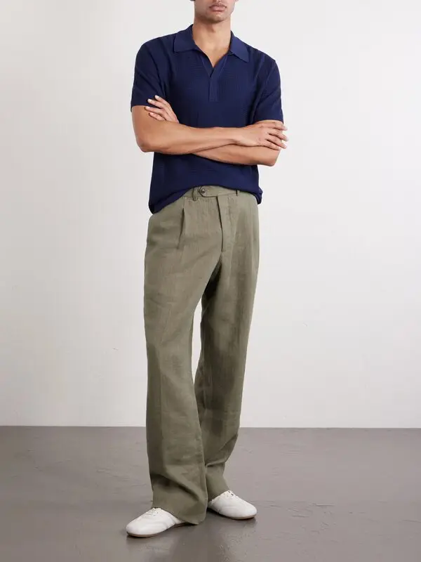 Mr P. Silk And Cotton-blend Knitted Polo Shirt