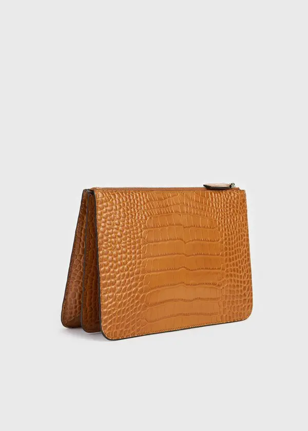 TOTEME Threefold Croco-embossed Clutch - Orange