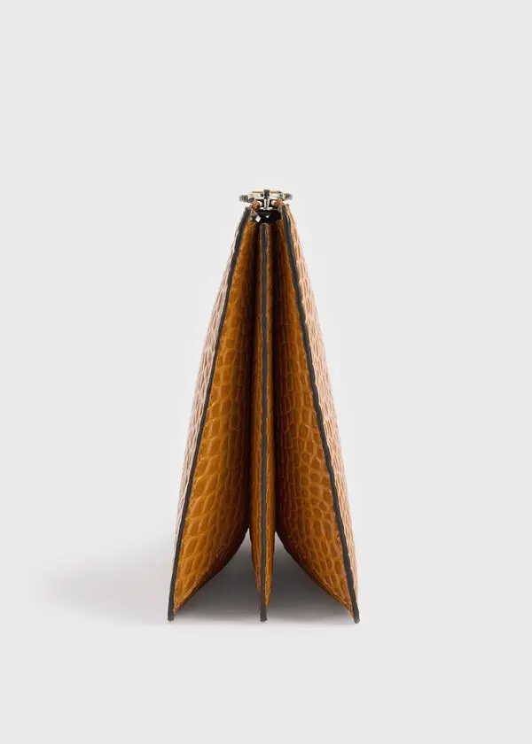 TOTEME Threefold Croco-embossed Clutch - Orange
