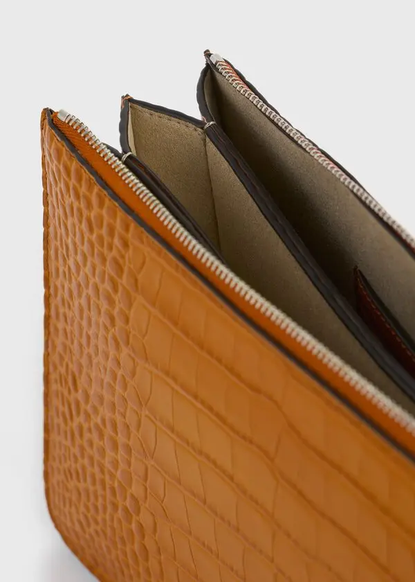 TOTEME Threefold Croco-embossed Clutch - Orange