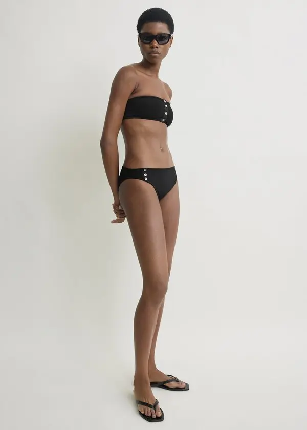 TOTEME Ribbed Bikini Bottom - Black