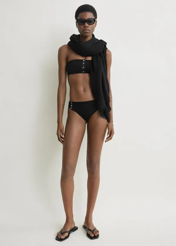 TOTEME Ribbed Bikini Bottom - Black