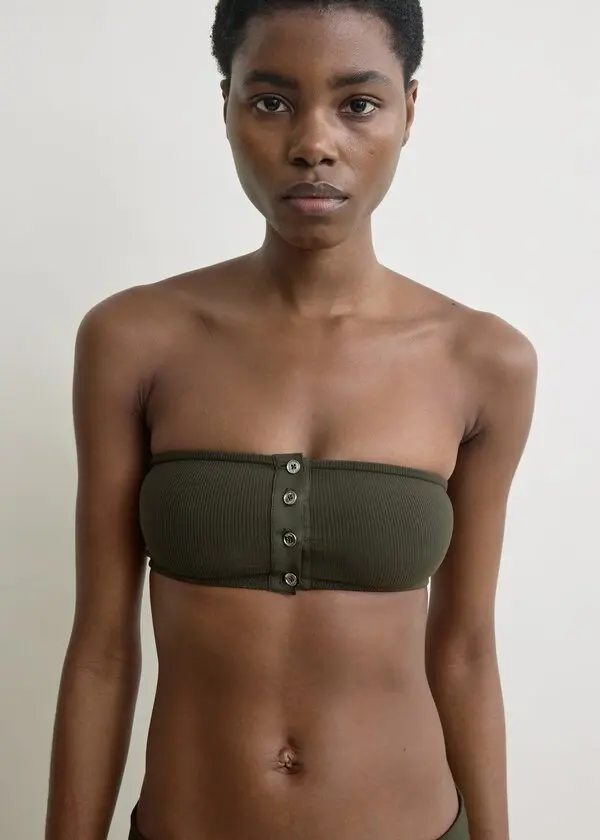 TOTEME Ribbed Strapless Bandeau Bikini Top