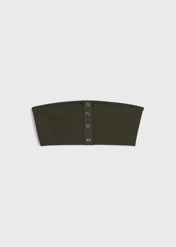 TOTEME Ribbed Strapless Bandeau Bikini Top