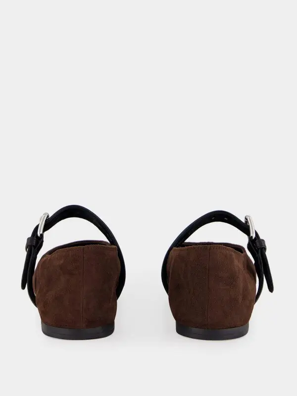 Miu Miu Suede Ballerina Flats - Brown