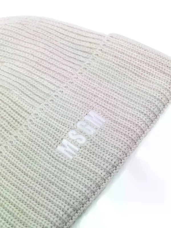 MSGM Logo-embroidered Ribbed-knit Beanie - Grey