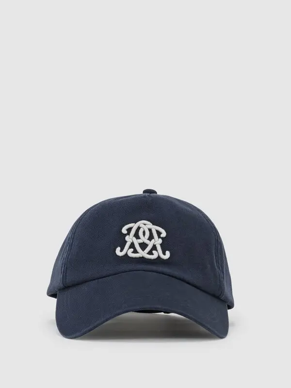 REISS Luzon Monogram-embroidered Baseball Cap - Navy