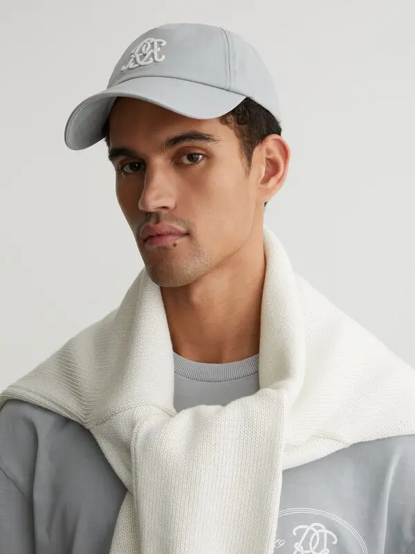 REISS Luzon Monogram-embroidered Baseball Hat - Powder Blue