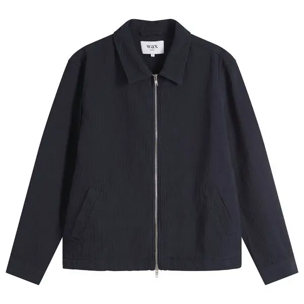 WAX LONDON Eldon Cotton Linen Crinkle Jacket - Navy