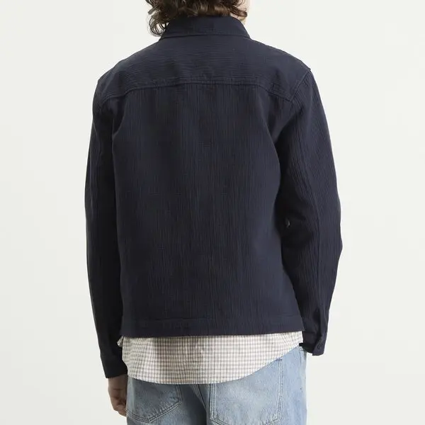 WAX LONDON Eldon Cotton Linen Crinkle Jacket - Navy