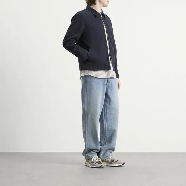 WAX LONDON Eldon Cotton Linen Crinkle Jacket - Navy