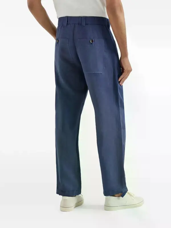 Brunello Cucinelli Linen And Cotton Drill Trousers With Patch Pockets