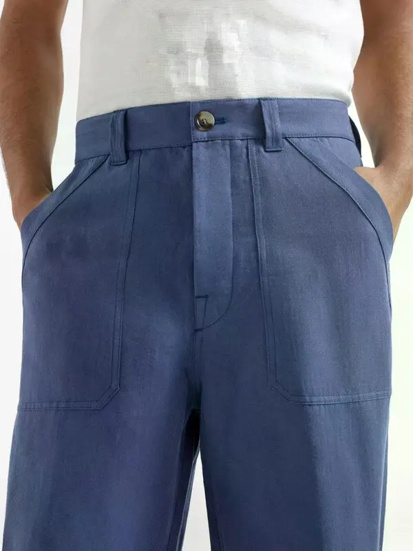 Brunello Cucinelli Linen And Cotton Drill Trousers With Patch Pockets