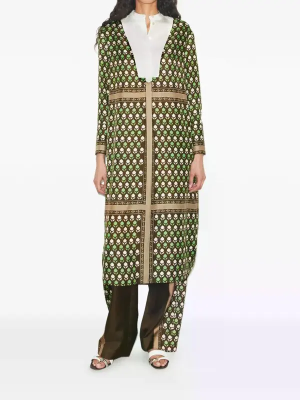 Tory Burch Silk Twill Shirtdress With Contrast Bib And Collar