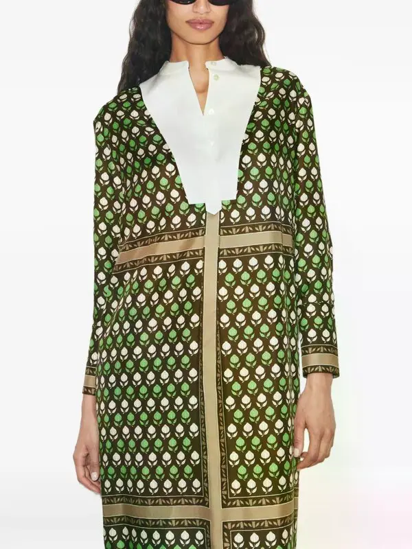 Tory Burch Silk Twill Shirtdress With Contrast Bib And Collar