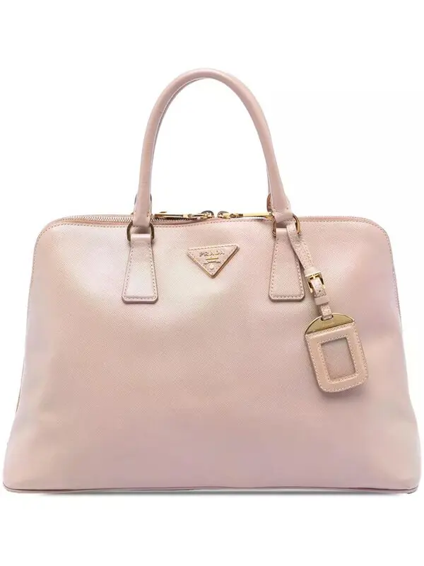 Prada Large Saffiano Lux Promenade Satchel - Brown