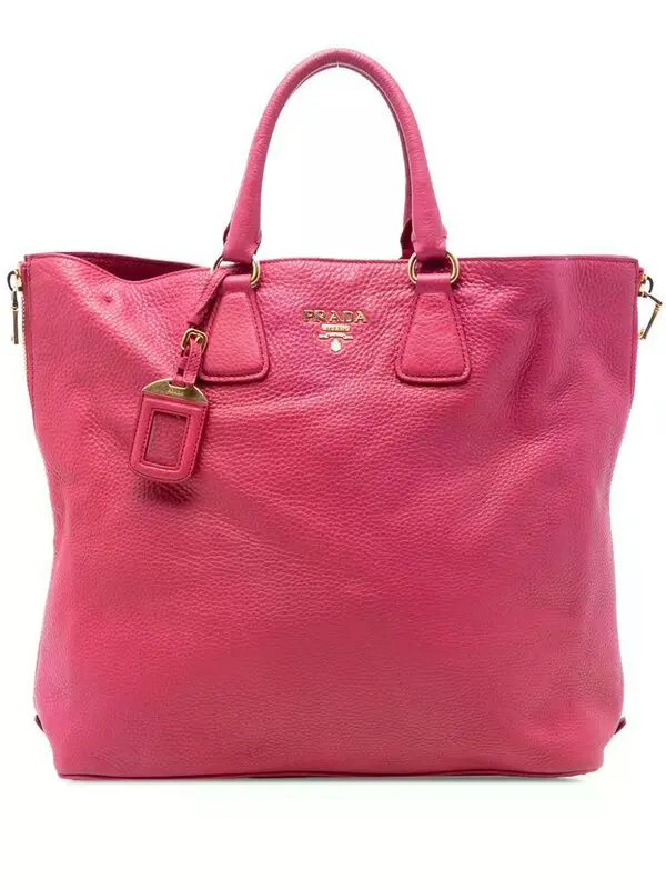 Prada Vitello Daino Side Zip Convertible Tote Satchel