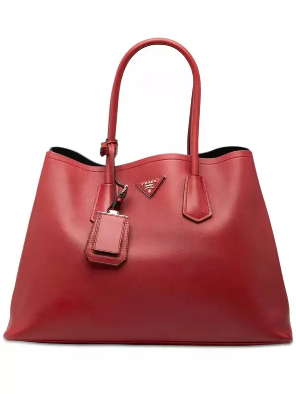 Prada Large Saffiano Cuir Double Satchel 2013-2025 - Red
