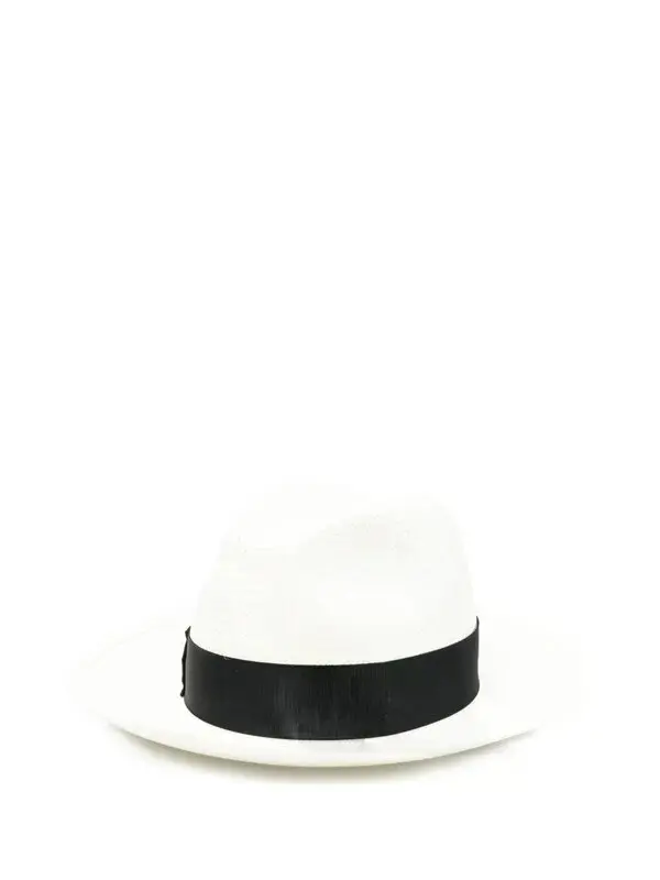 Borsalino Straw Hat With Ribbon - White