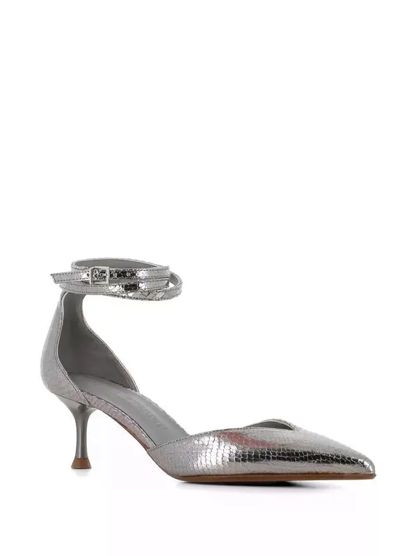 SERGIO LEVANTESI Décolleté Camelia Ankle Strap Pumps - Silver