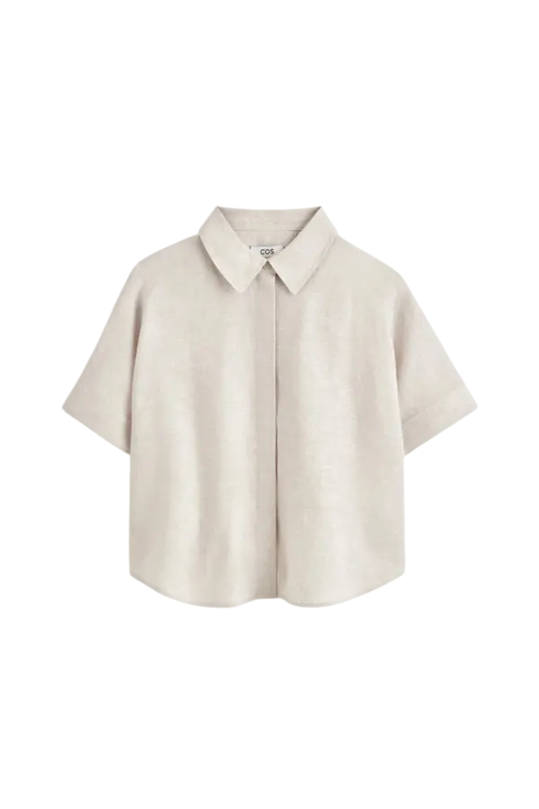 Cos Oversized Short-sleeved Linen Shirt - Beige