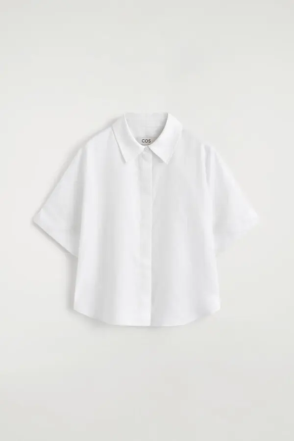 Cos Oversized Short-sleeved Linen Shirt - White
