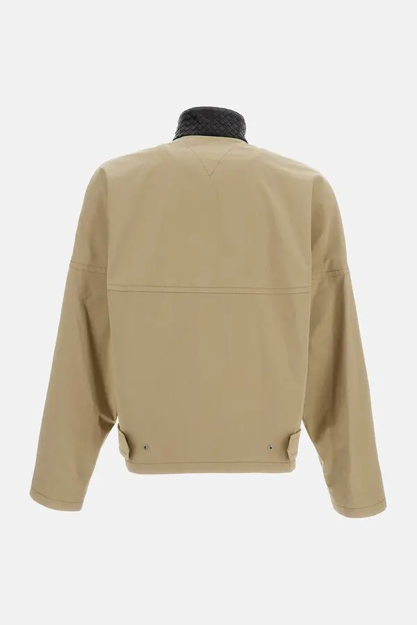 Bottega Veneta Cotton Jacket With Leather Collar - Beige
