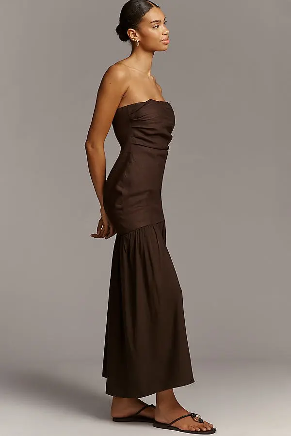 Faithfull The Brand Miro Strapless Maxi Dress - Espresso