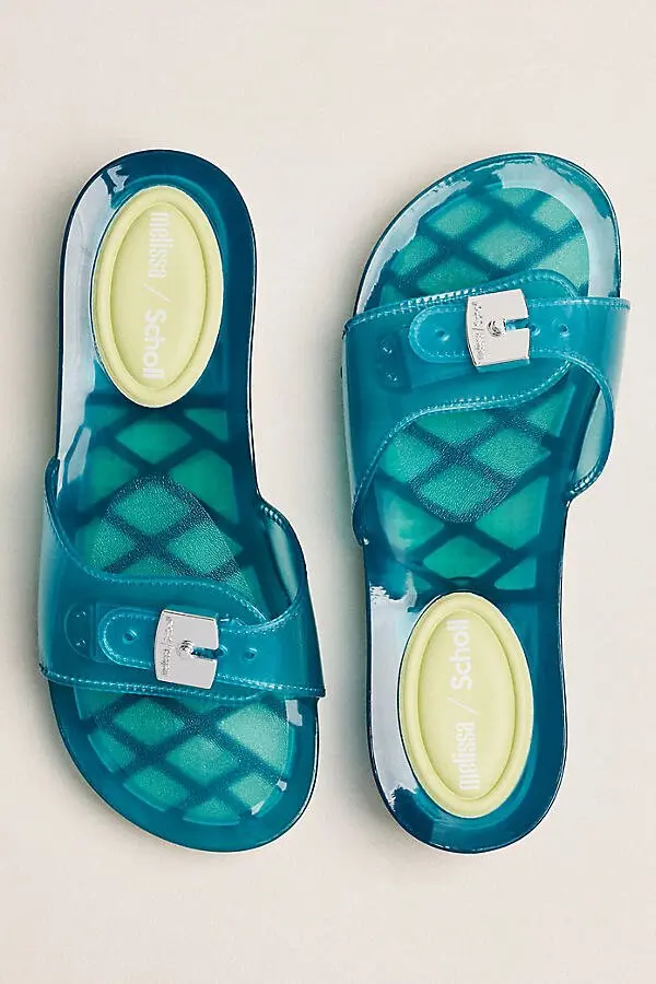 Melissa X Dr. Scholl's Pescura Jelly Slide Sandals - Blue