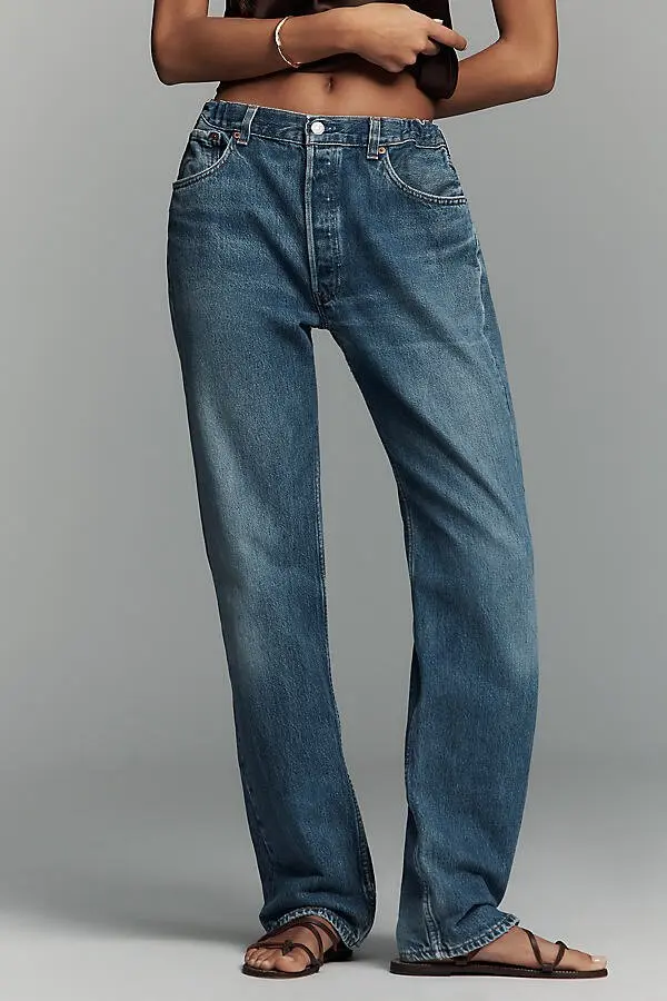 ALIGRACE Side Scrunch Low-rise Straight-leg Jeans