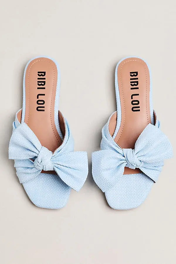 BIBI LOU Karsie Square-toe Slide Sandals - Celeste