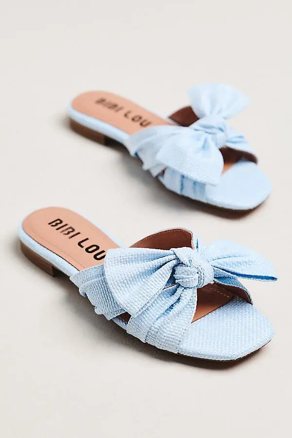 BIBI LOU Karsie Square-toe Slide Sandals - Celeste