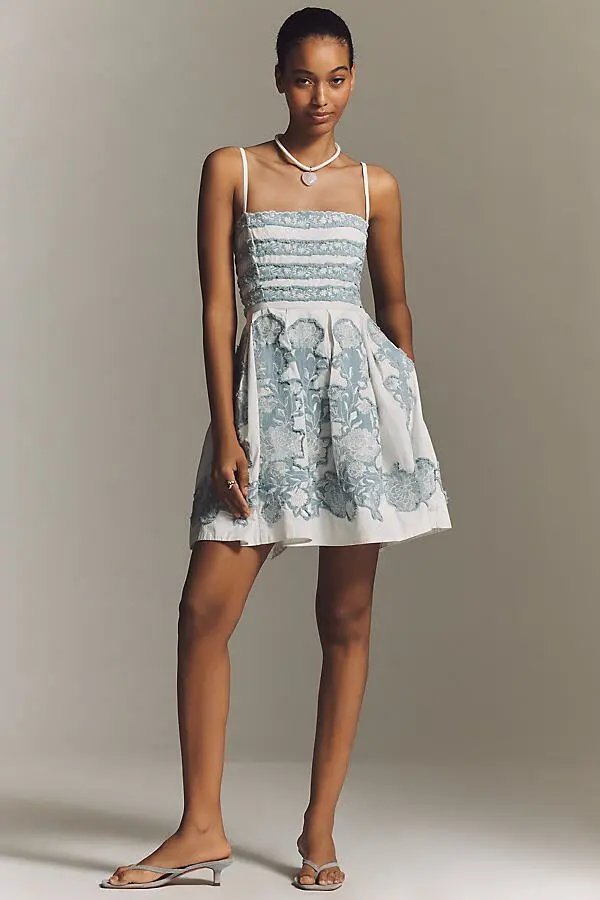 Maeve Sleeveless Fit & Flare Mini Dress - White | Editorialist