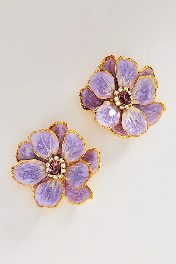 THE PINK REEF Hand-painted Birth Flower Stud Earrings - February