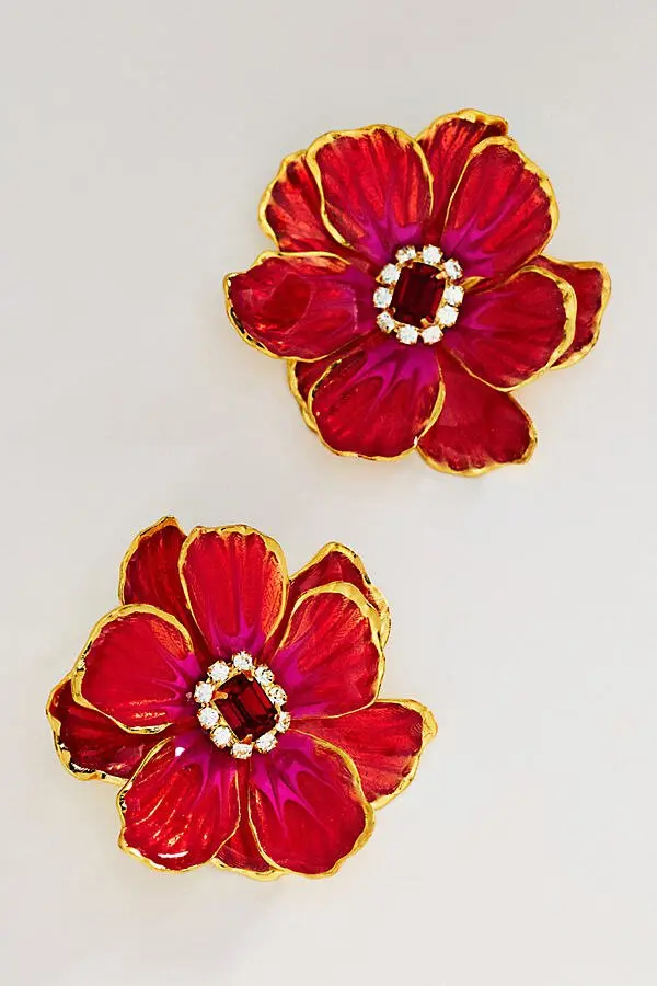THE PINK REEF Hand-painted Birth Flower Stud Earrings - January