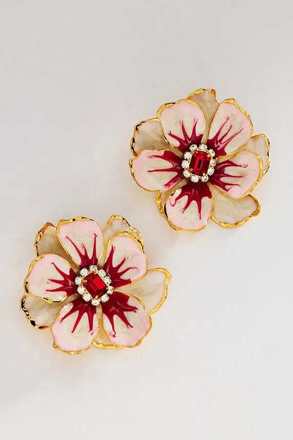 THE PINK REEF Hand-painted Birth Flower Stud Earrings - July