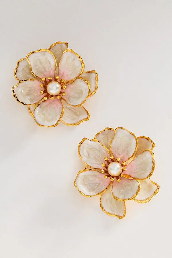 THE PINK REEF Hand-painted Birth Flower Stud Earrings - June