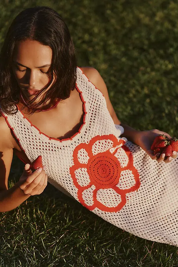 CELANDINE Tropicana Crochet Mini Dress - Ivory