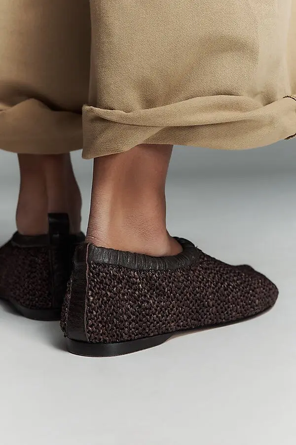 SILENT D Ronit Raffia Flats - Brown Raffia