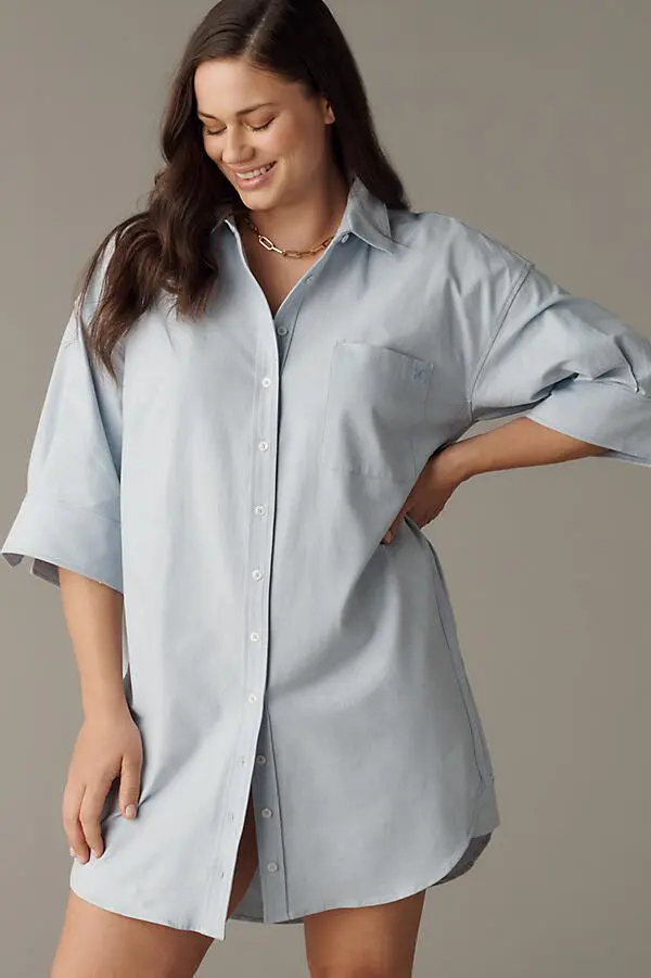 Maeve Mabel Short-sleeve Shirt Dress - Blue